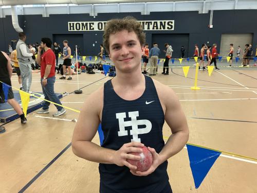 HPrunning Jacob Both is Shot Put Champion at 12 Team Freshmen CSL Invite